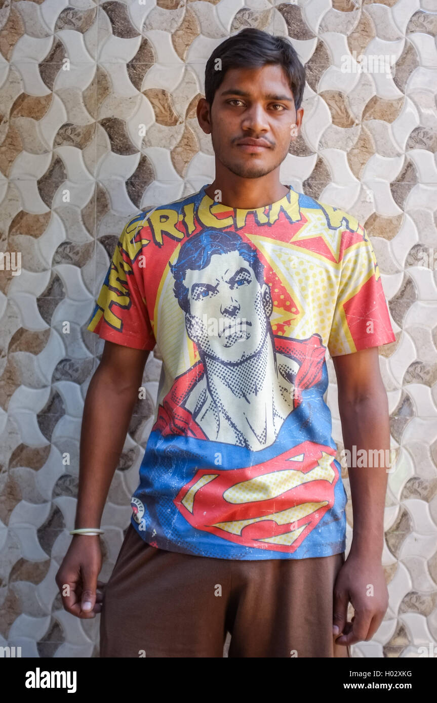 MUMBAI, INDIA - 11 JANUARY 2015: Indian man with superman t-shirt Stock ...