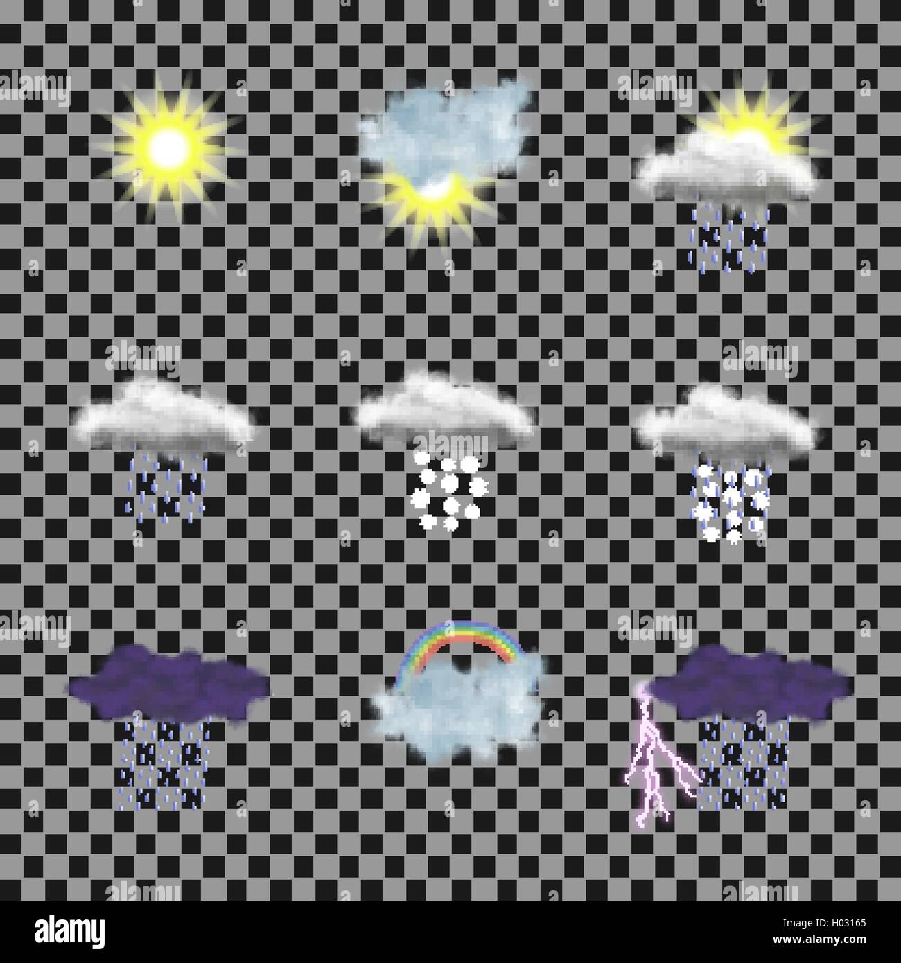 weather icon set on transparent background. Vector illustration Stock ...