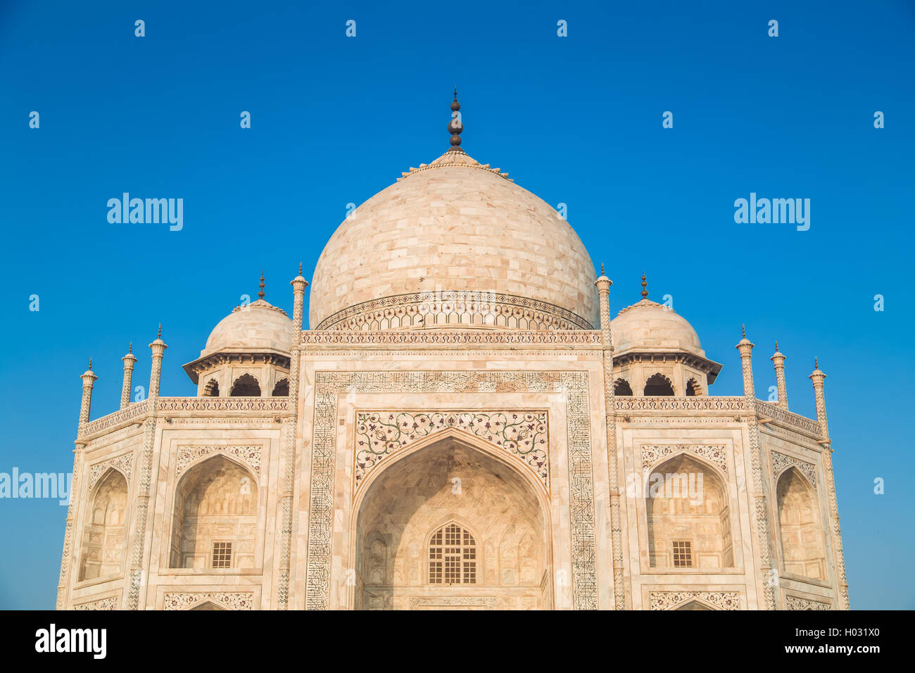 Close up view of Taj Mahal from East side. Upper half Stock Photo - Alamy