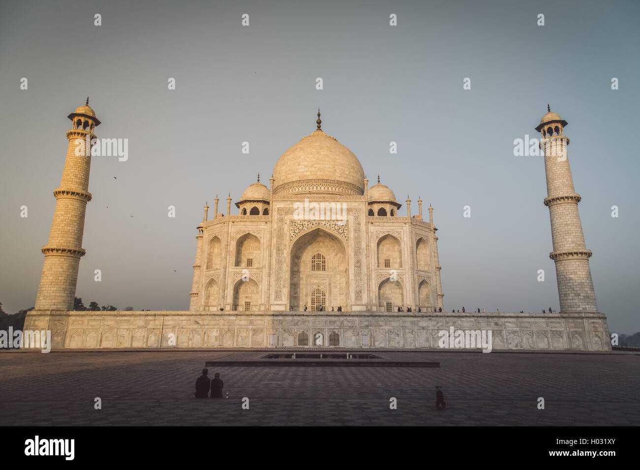 AGRA, INDIA - 28 FEBRUARY 2015: View of Taj Mahal from East side ...
