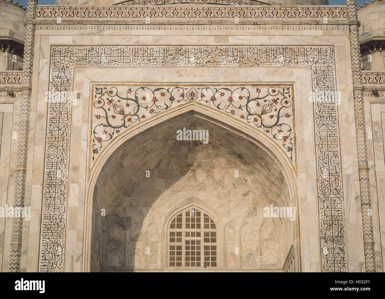 Close up view of Taj Mahal from East side. Post-processed with grain ...