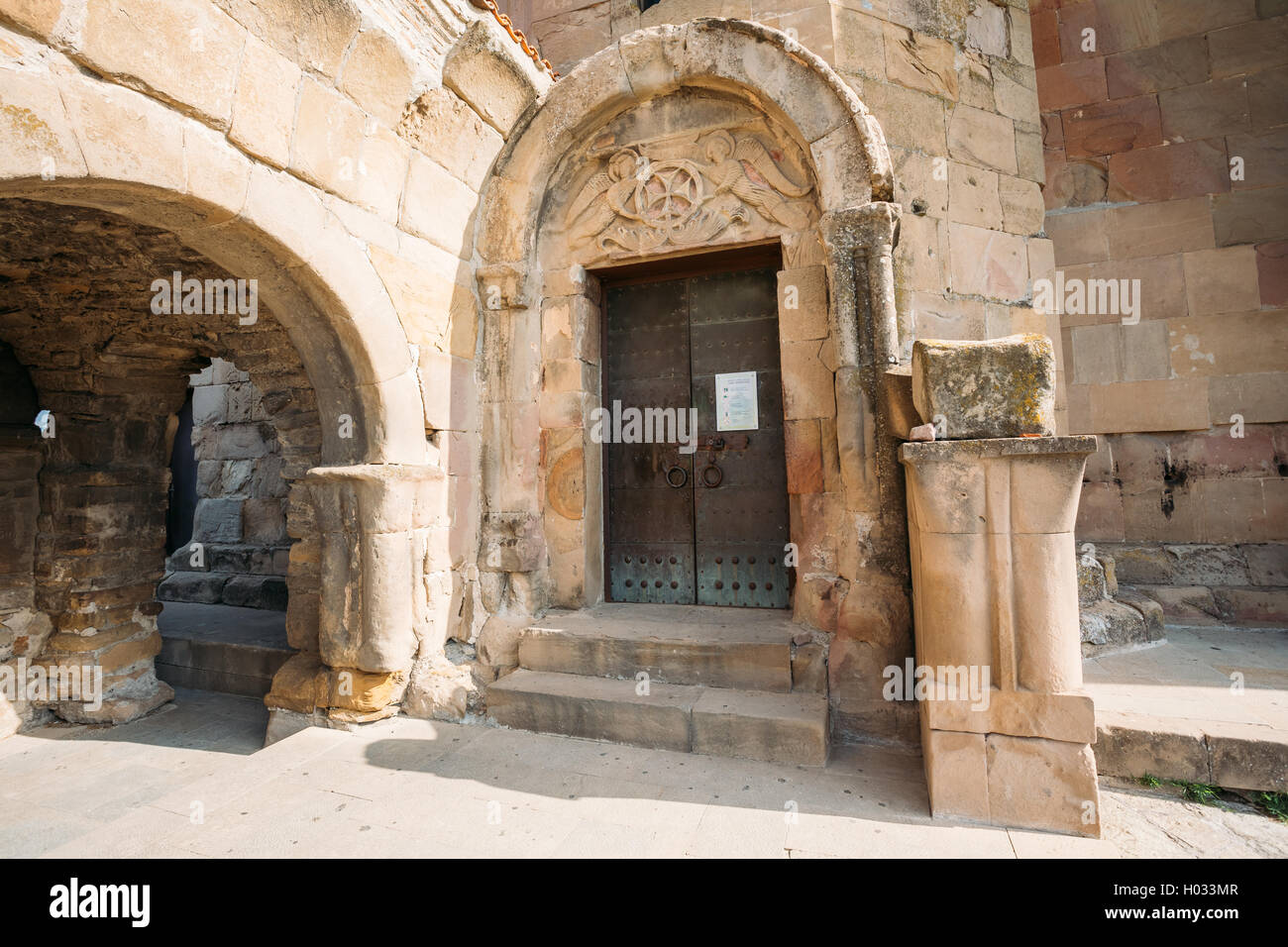 Mtskheta, Georgia. Entrance To The Ancient Jvari Monastery, Georgian ...