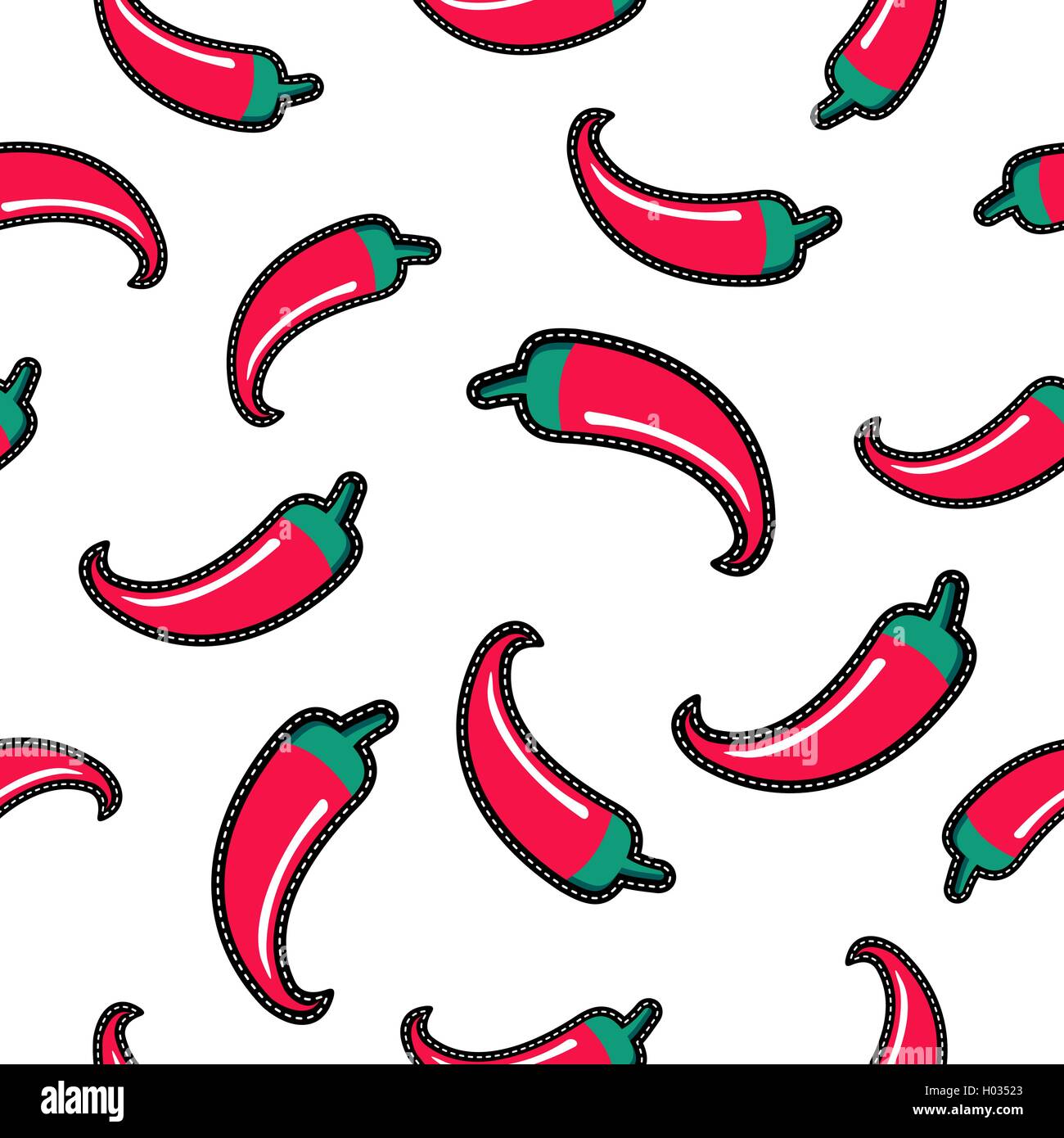 Seamless pattern with red chili pepper icons, hot mexican food ...