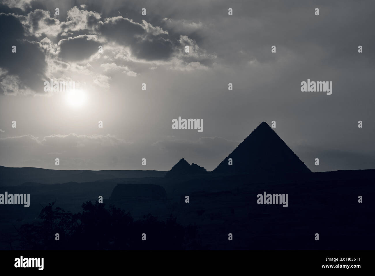The Great Pyramid of Giza at sunset. Post processed with black and ...