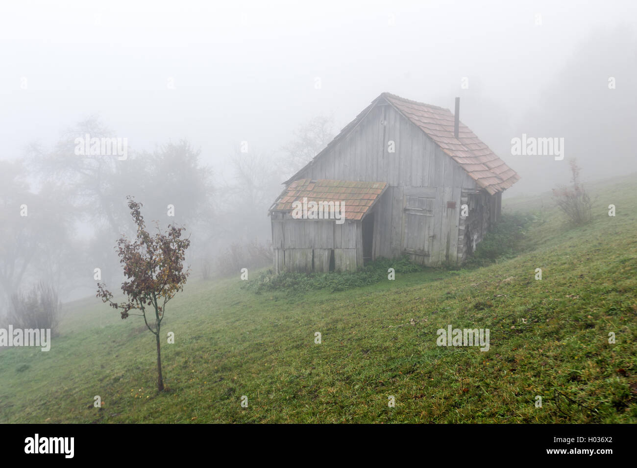 alone house in autumn mountain Stock Photo - Alamy