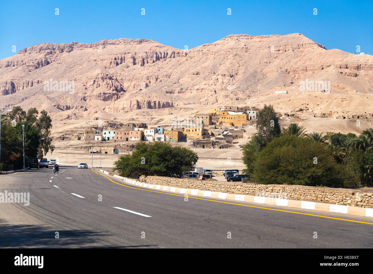 Road in Valley of the Kings (Egypt) with mountains in background Stock ...