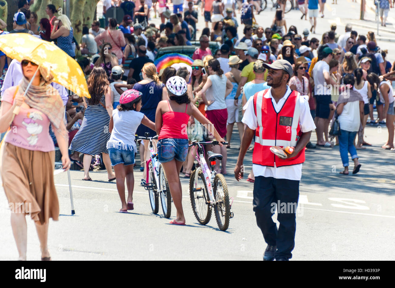 Crowd of South Africans and tourists on Bree Street, Cape Town, during ...