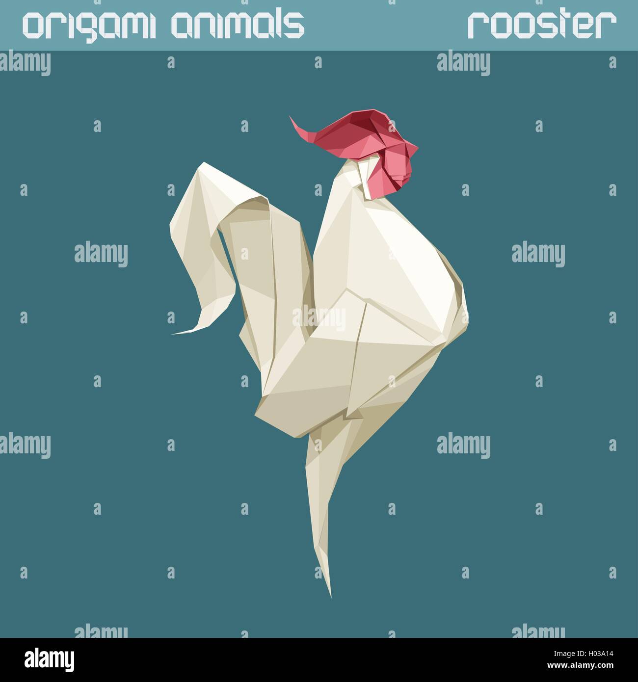 Vector origami isolated animal. White triangle Rooster Stock Vector ...