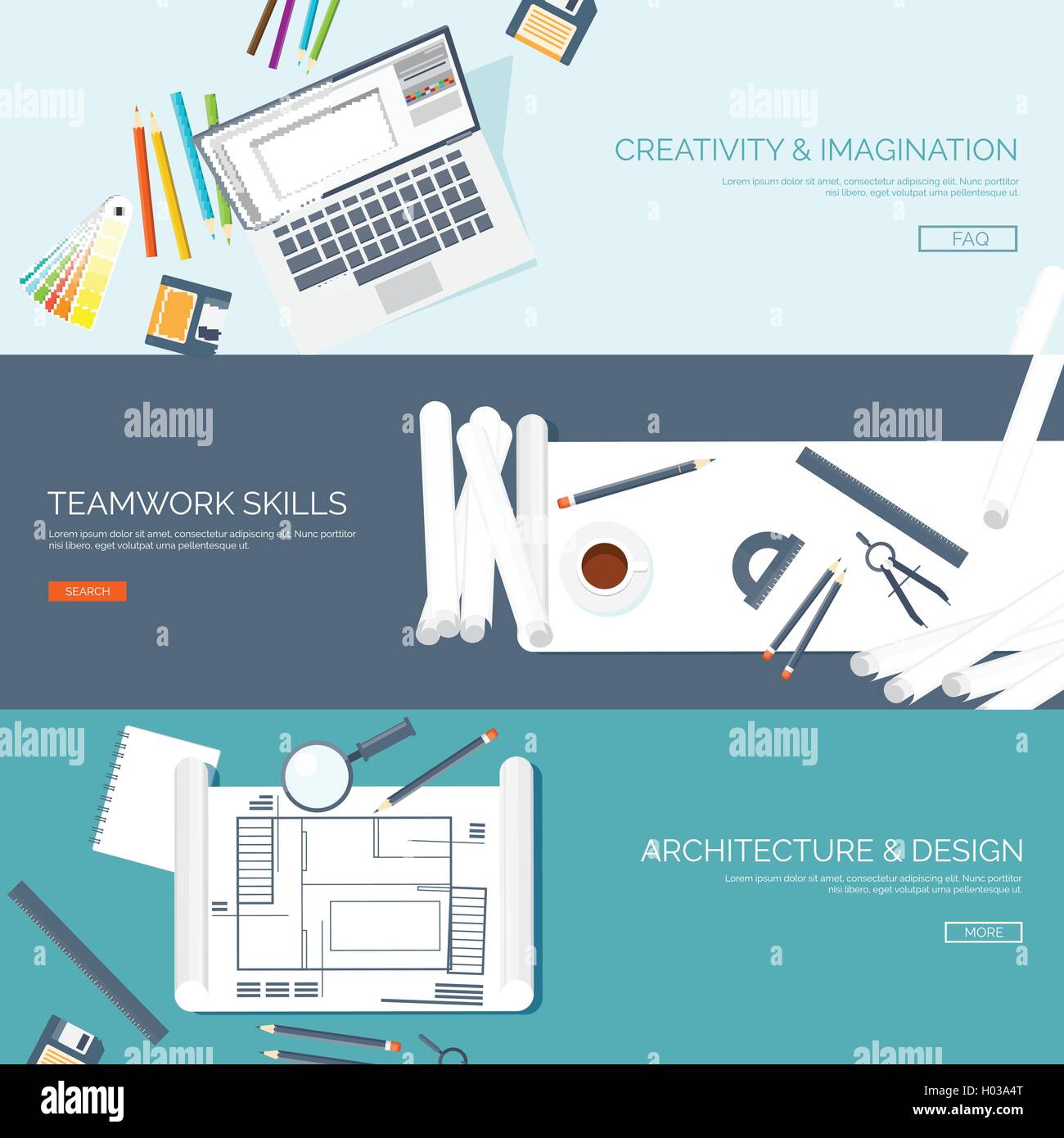 Vector illustration. Flat architectural project. Teamwork. Building ...