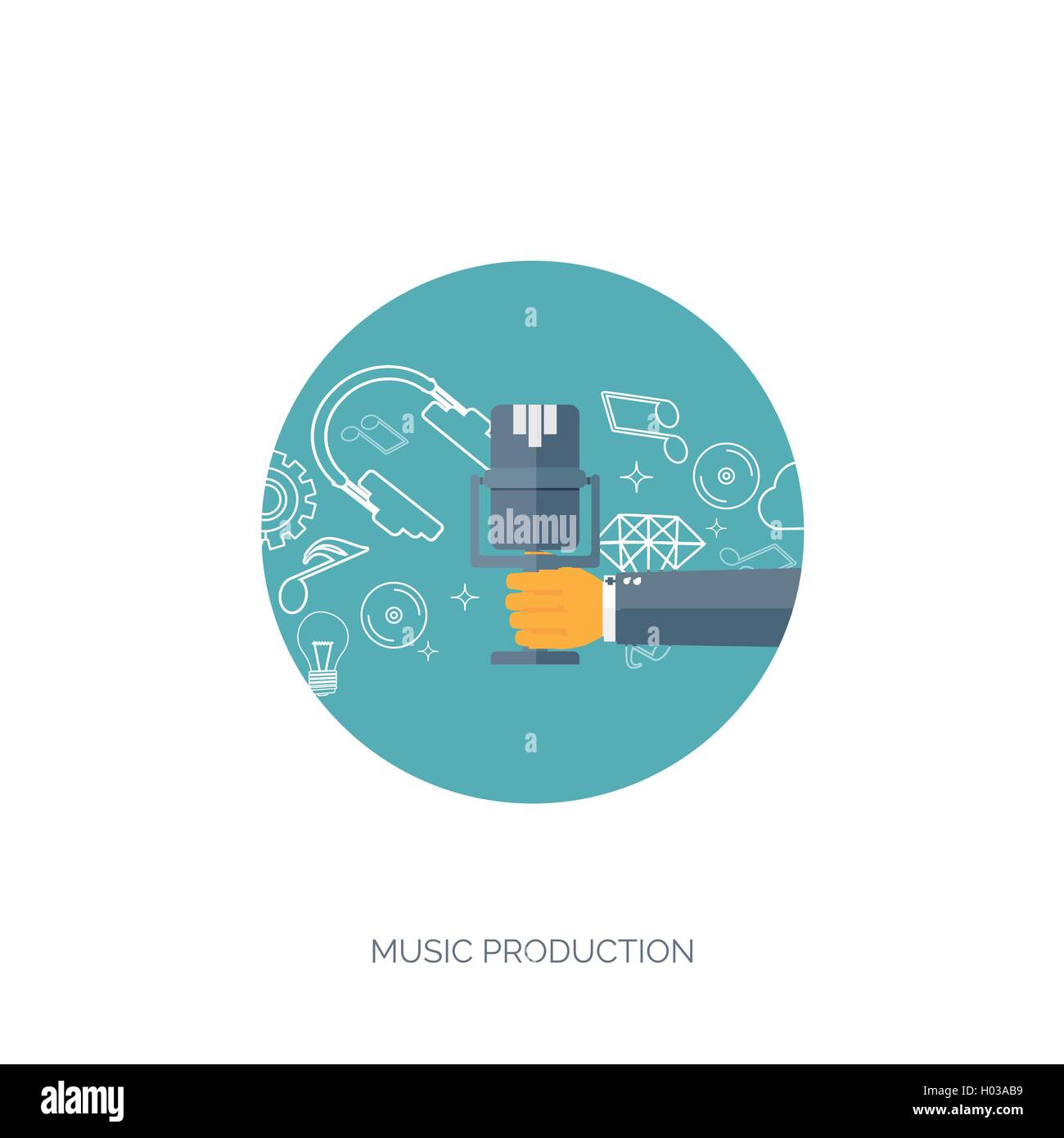 Vector illustration. Flat background. Music.production. Show business ...