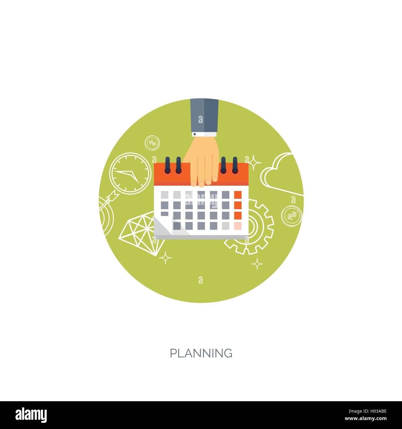 Vector illustration. Flat background with, calendar. Time, date. 31 ...
