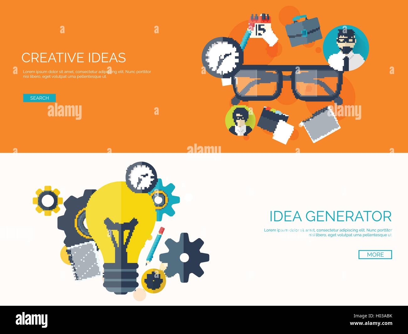 Vector illustration. Flat backgrounds set. New ideas, smart solutions ...