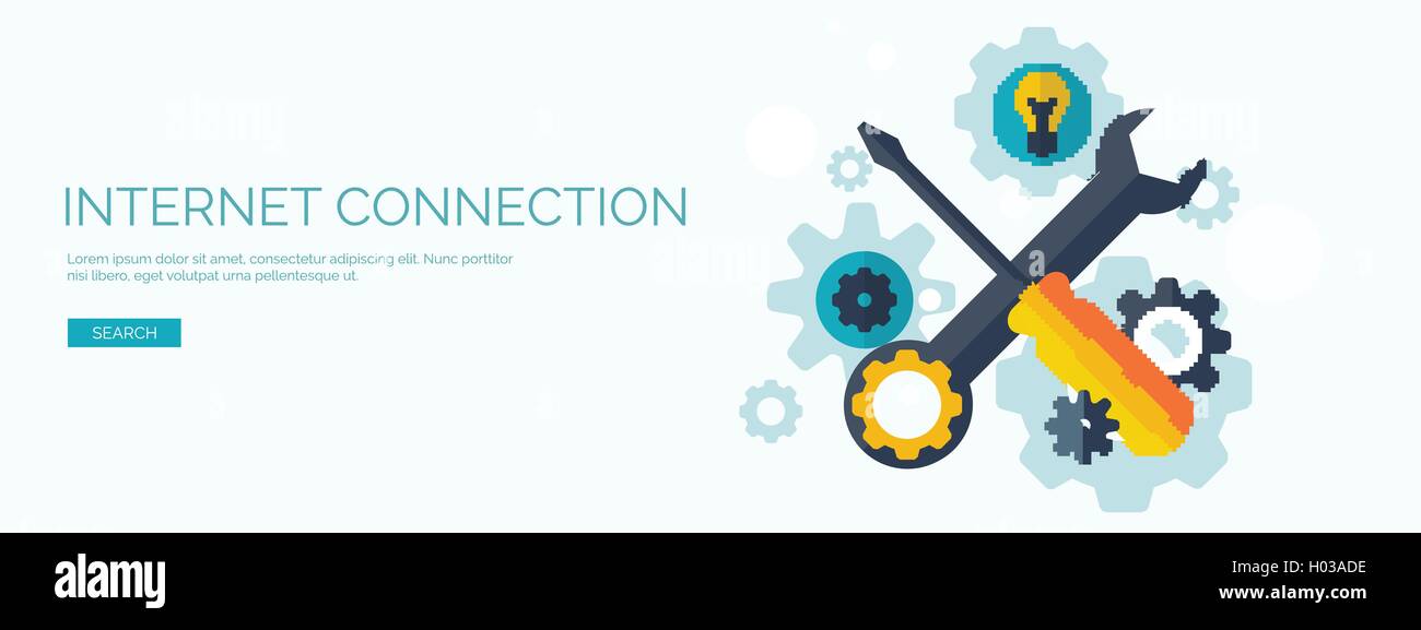 Vector illustration.Gear, tools. Web search. Flat computing background ...
