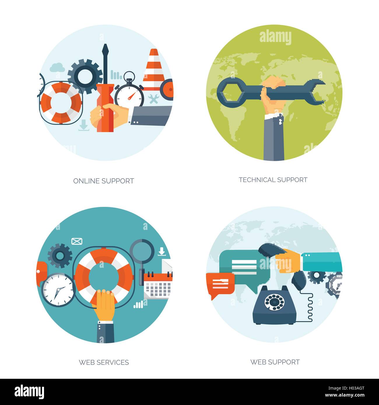 Vector illustration. Flat background. Web service. Mechanical tools ...