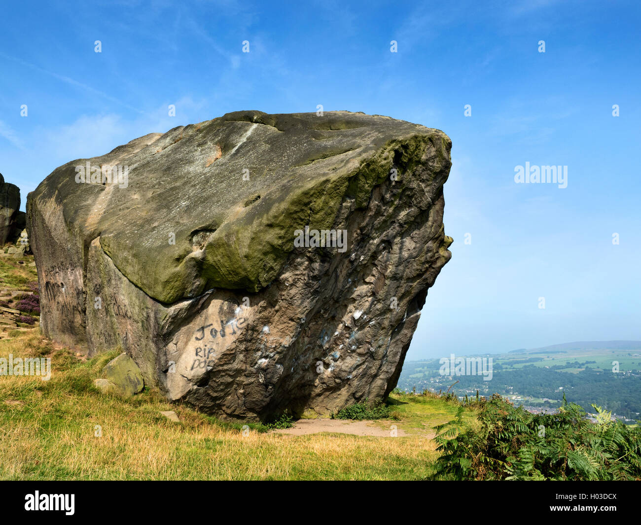 The Calf Rock at Cow and Calf Rocks on Ilkley Moor near Ilkley West ...
