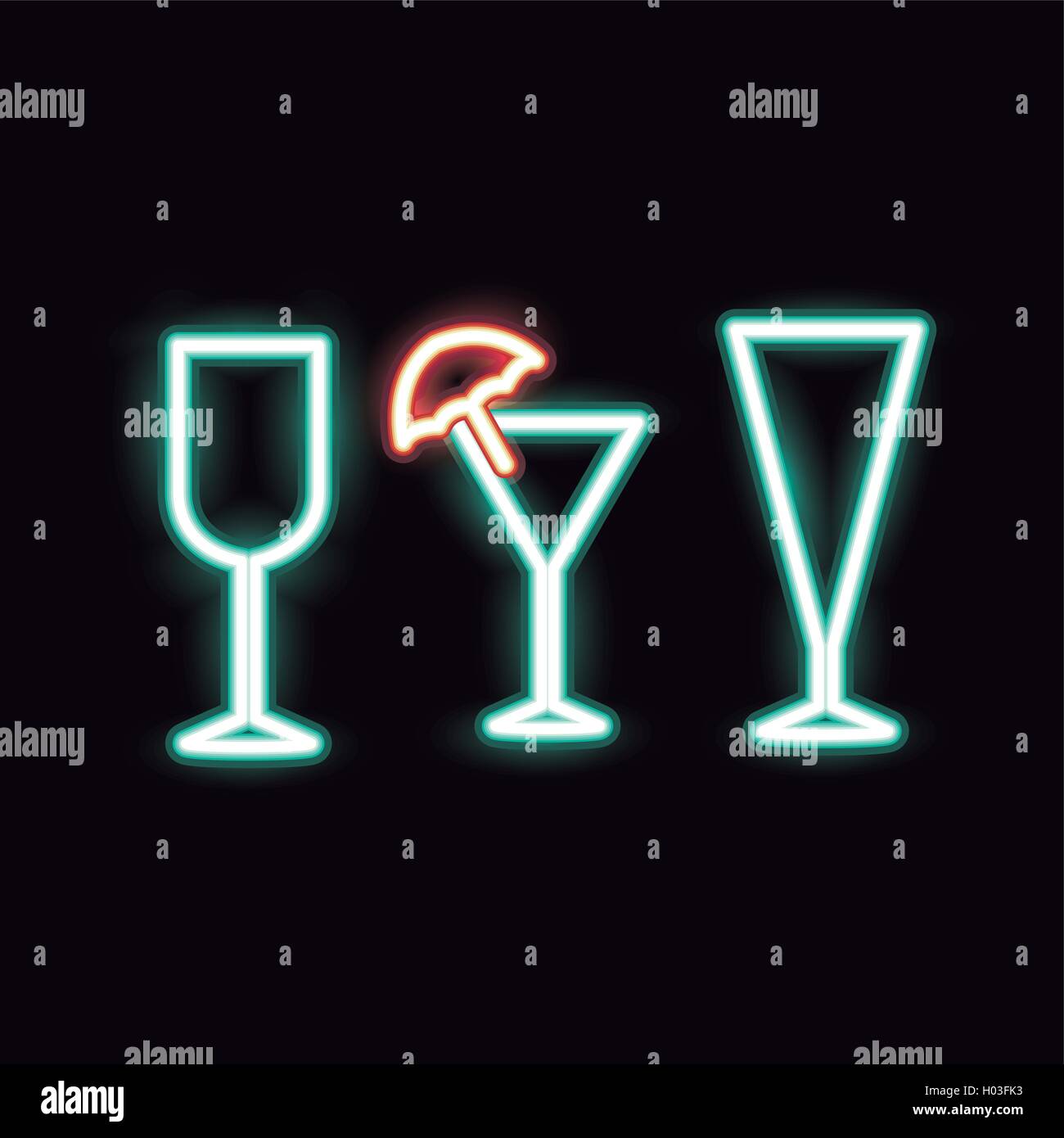 Neon cocktail glass with umbrella icon Stock Vector Image & Art - Alamy