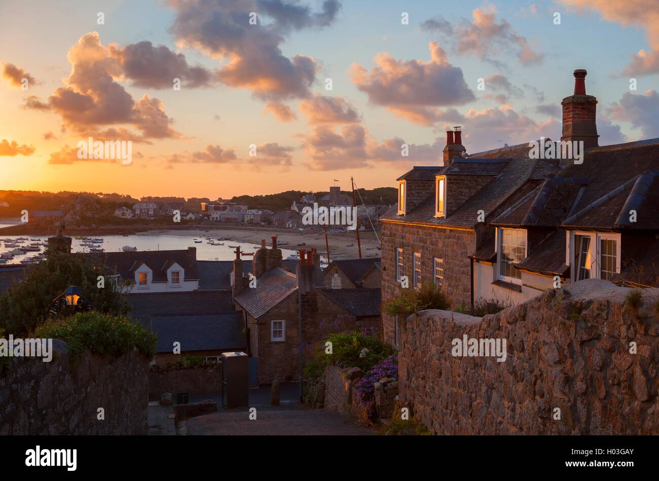 Hugh Town at dawn, St Mary's, Isles of Scilly, England Stock Photo - Alamy