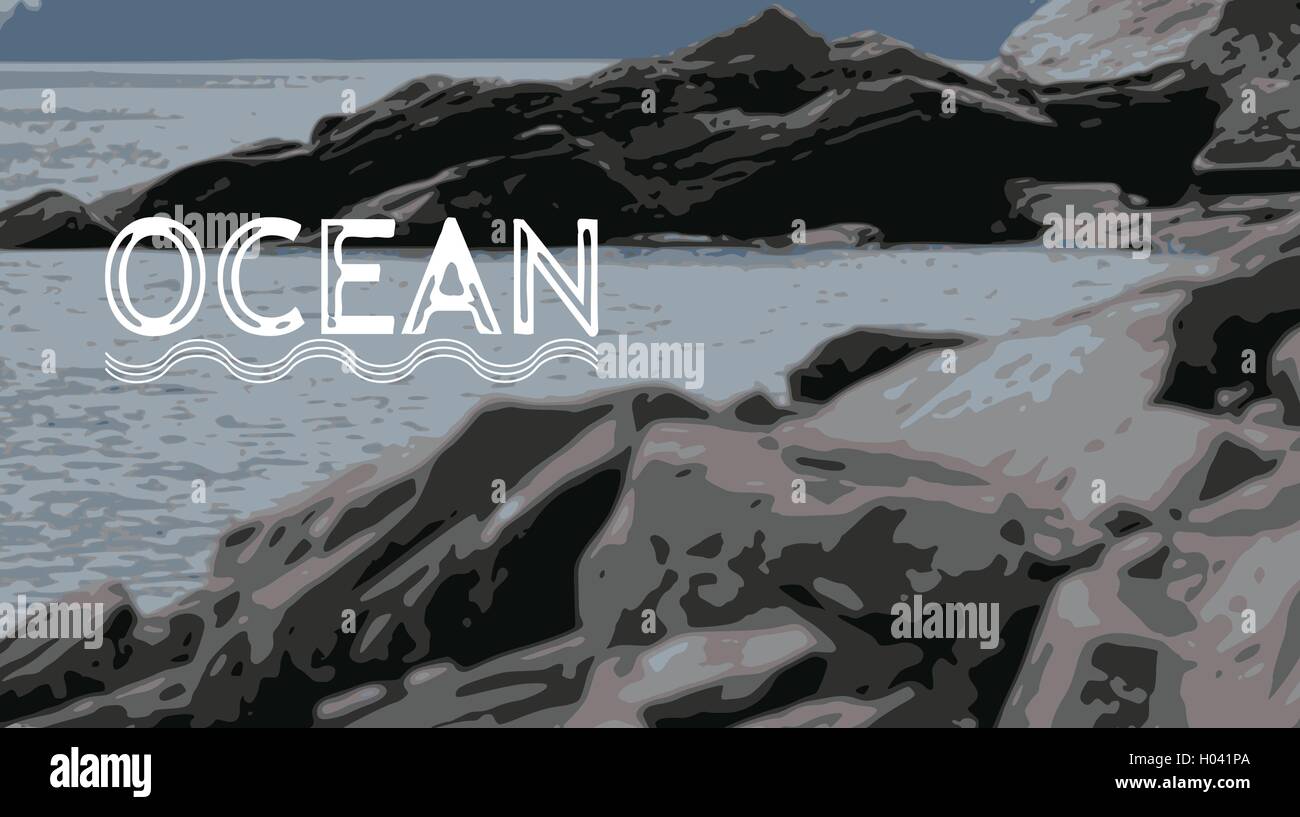 Rocks ocean landscape in Stock Vector Images - Alamy