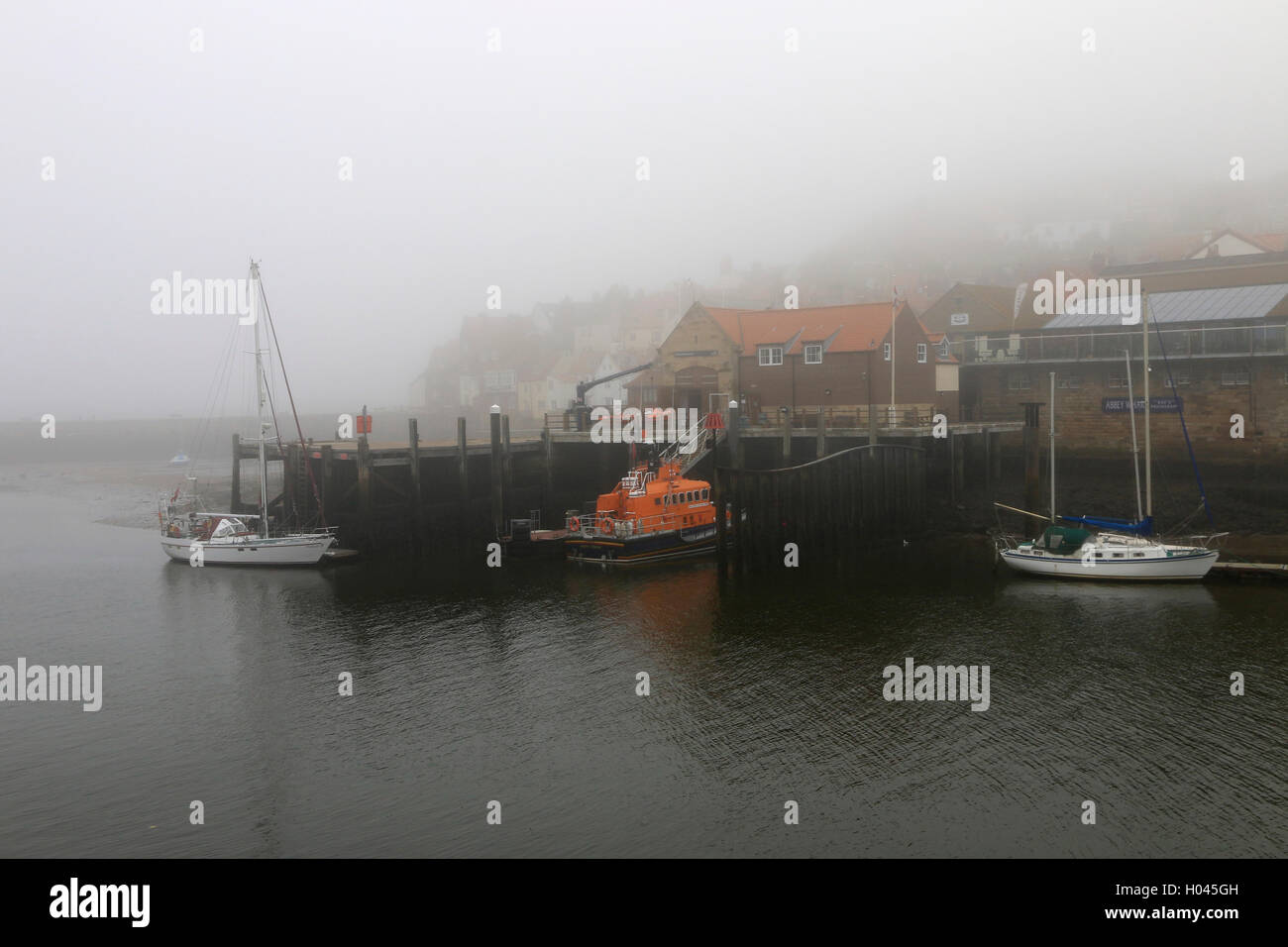 Whitby Lifeboat Station on a foggy day Stock Photo - Alamy