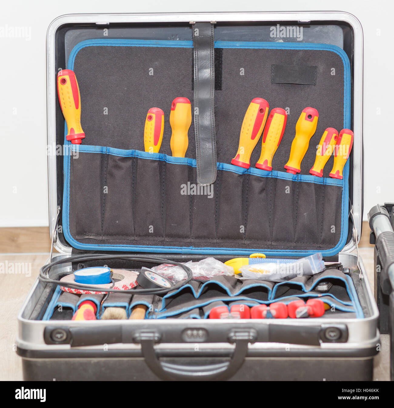 Electrician suitcase with tools. Tools for the worker Stock Photo - Alamy