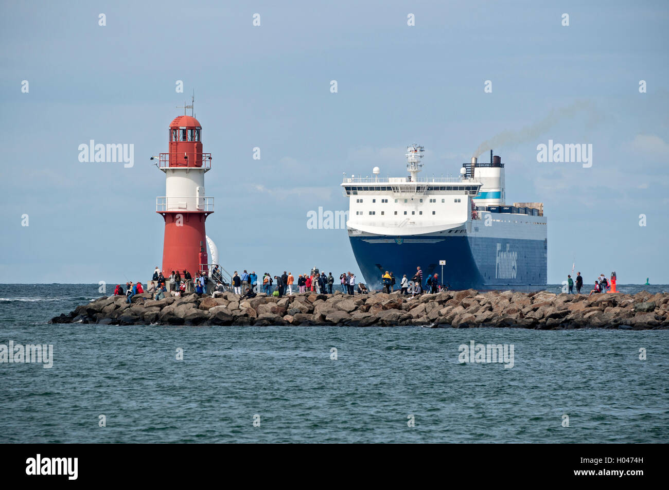 Finnlines ferry entering Rostock - Warnemünde on the Baltic Sea ...