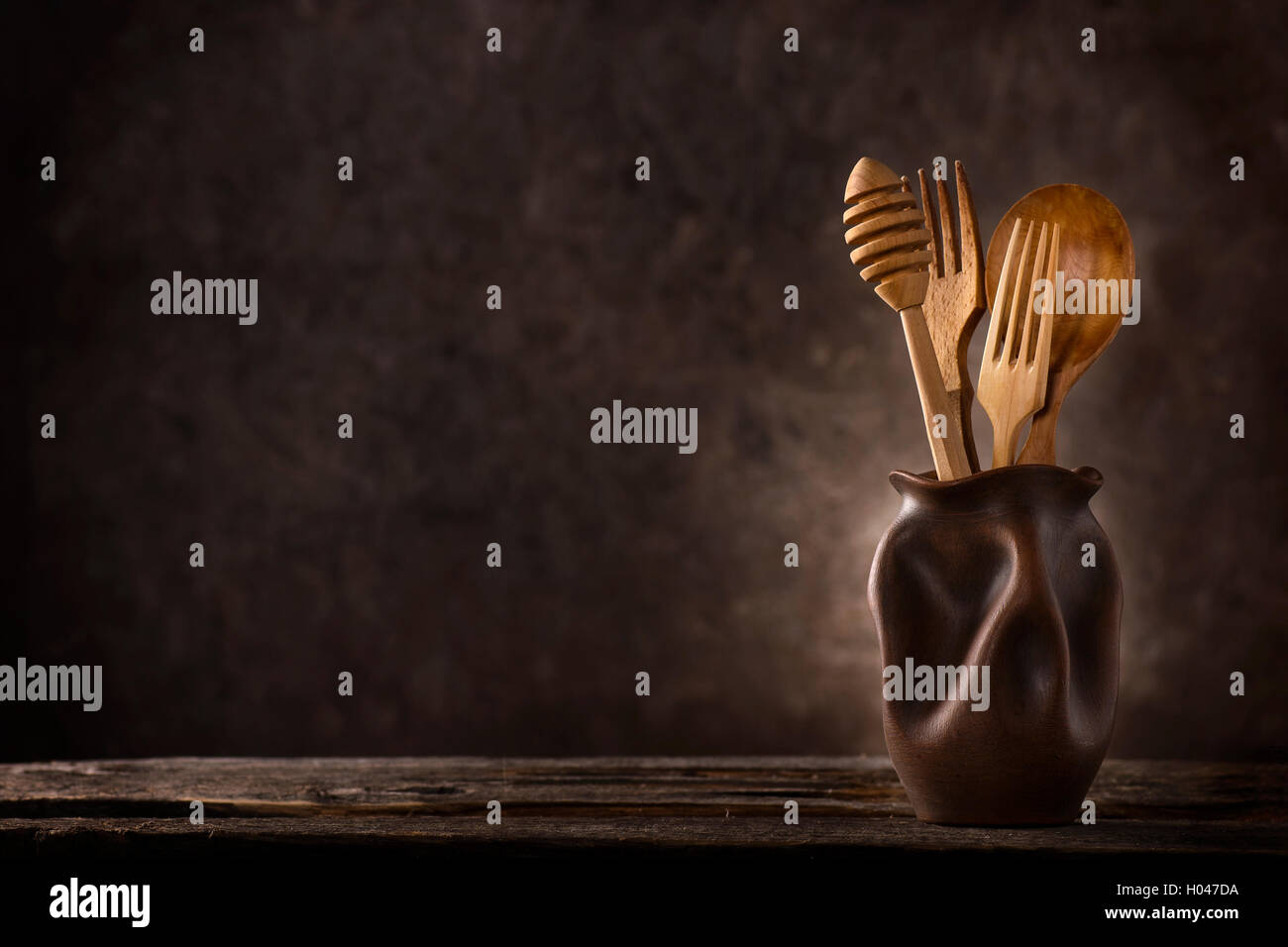 Wooden cutlery still-life Stock Photo - Alamy