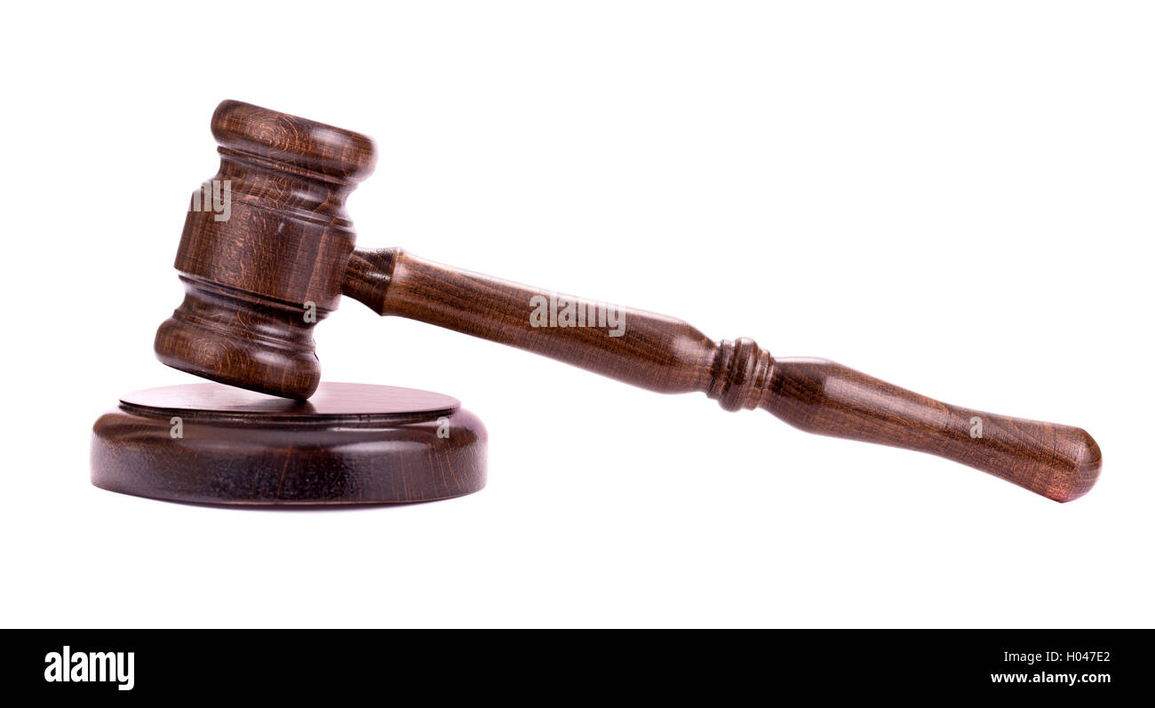 Wooden gavel side view Stock Photo - Alamy