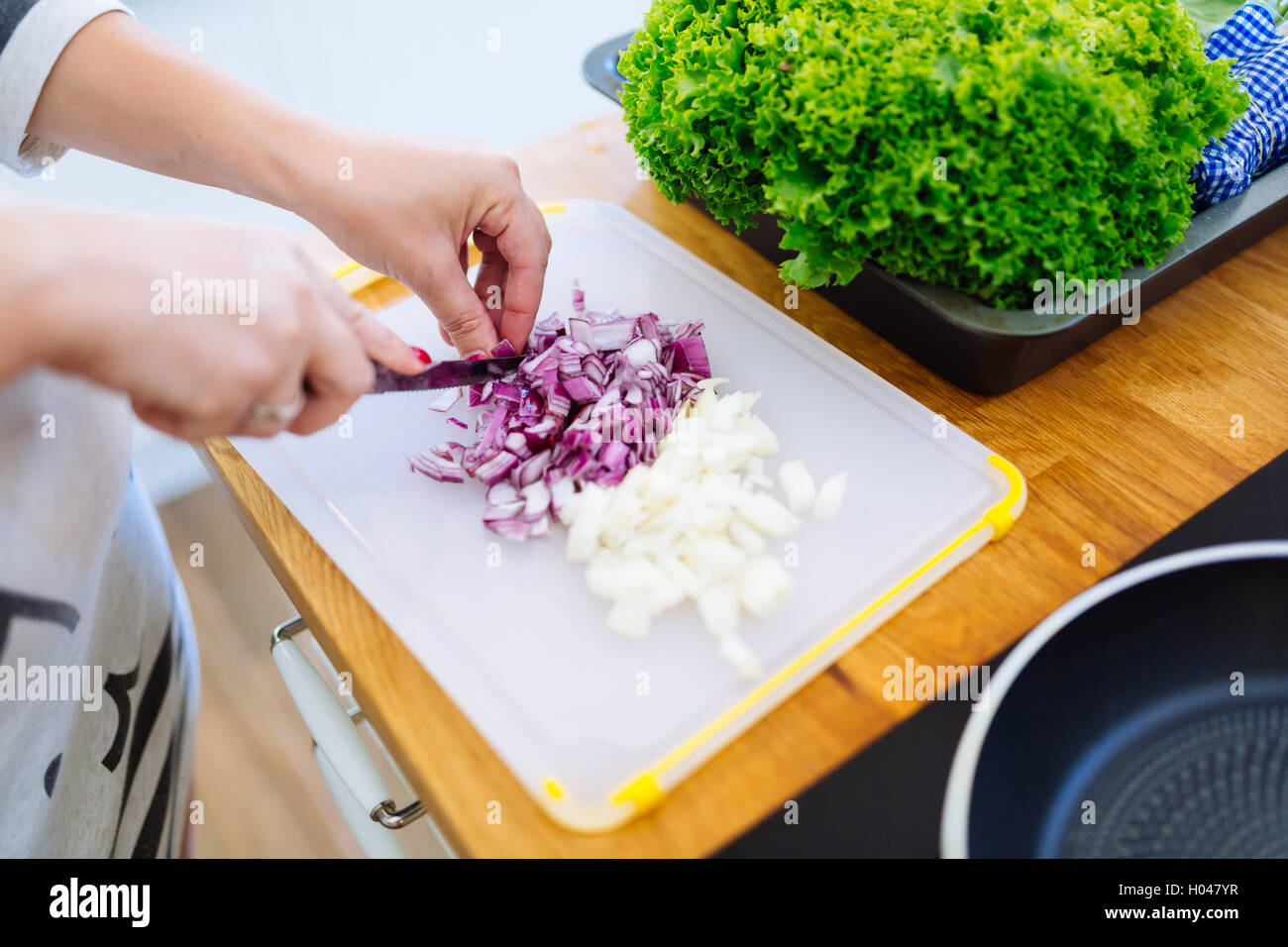 Top view chef chopping vegetables hi-res stock photography and images ...