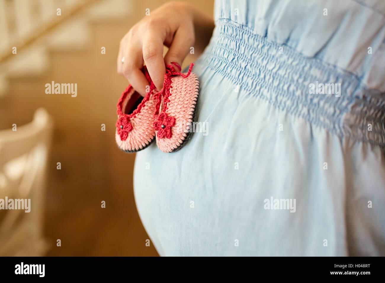 Beautiful pregnant woman expecting a girl Stock Photo - Alamy