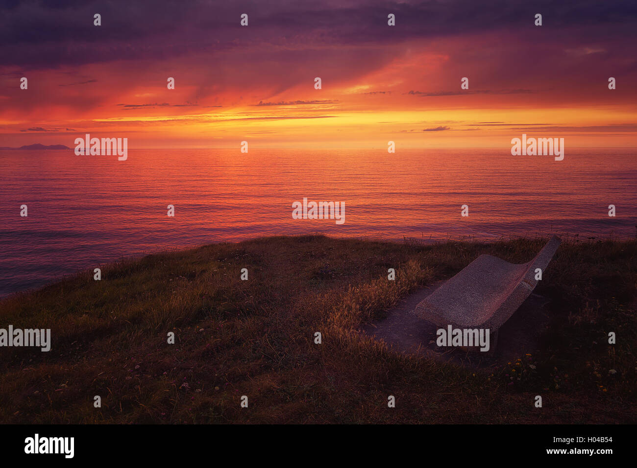 bench at the sunset near the sea Stock Photo - Alamy
