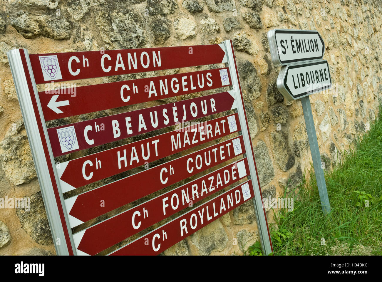 Road signs Chateau CANON.ANGELUS. BEAUSEJOUR. COUTET. in the heart of ...