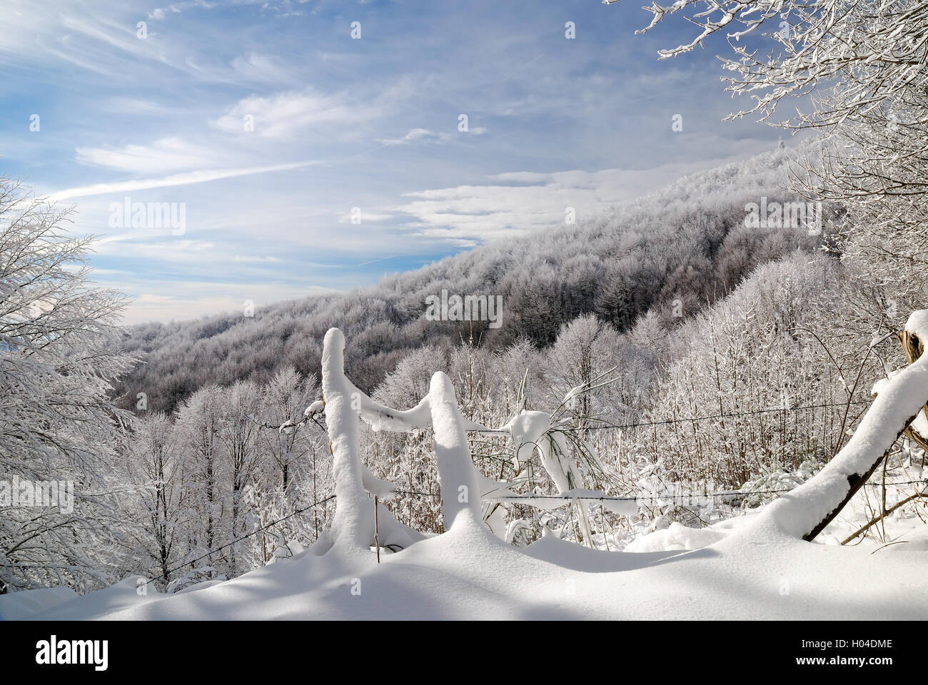 mountain view with snow and nice cloudy sky Stock Photo - Alamy
