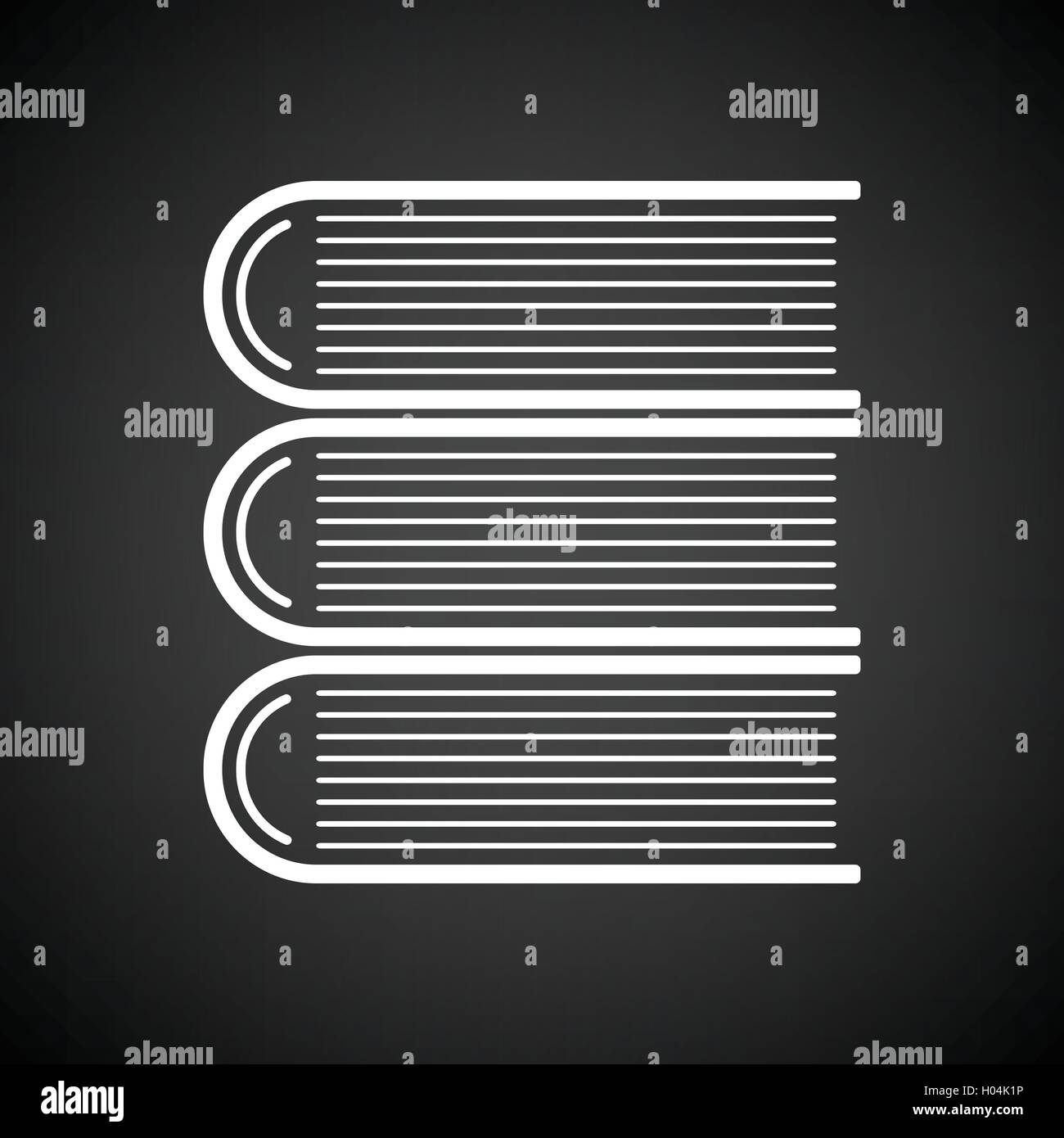 Stack of books icon. Black background with white. Vector illustration ...