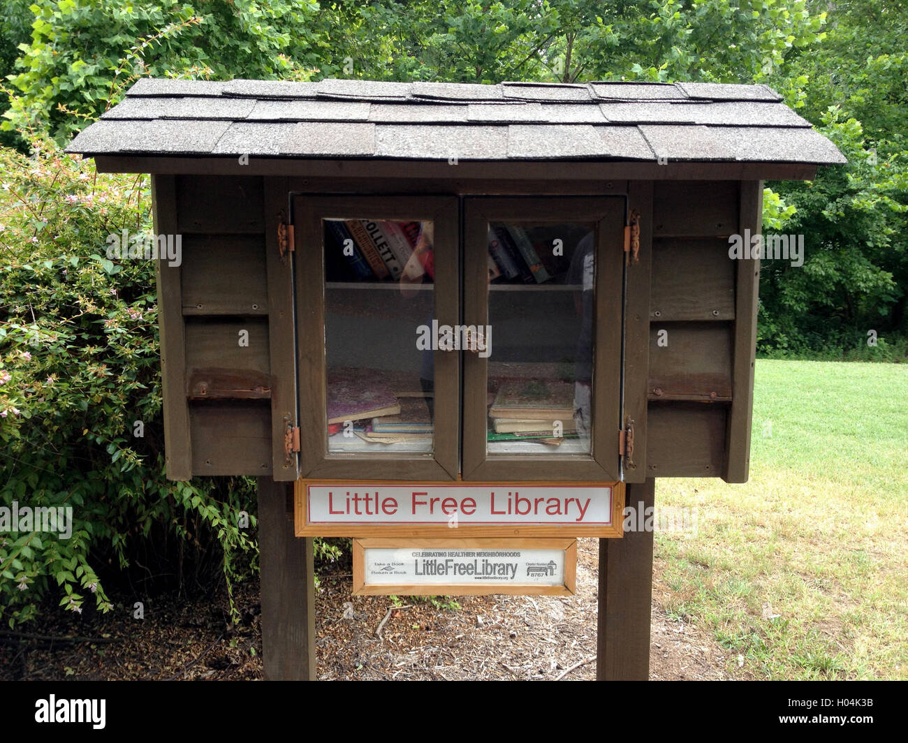 Little Free Library at park entrance in Lynchburg, Virginia, USA Stock ...