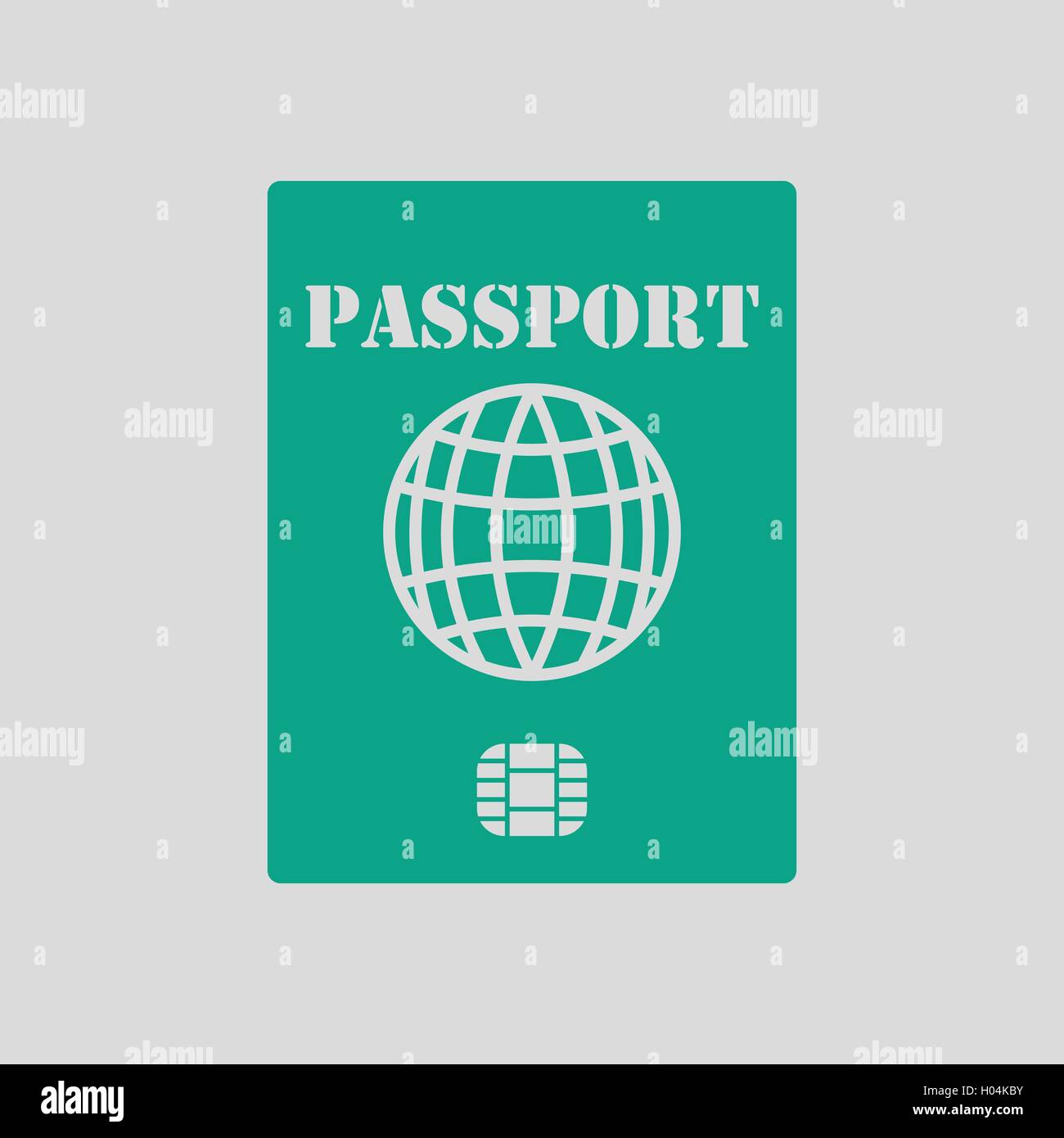Passport with chip icon. Gray background with green. Vector ...