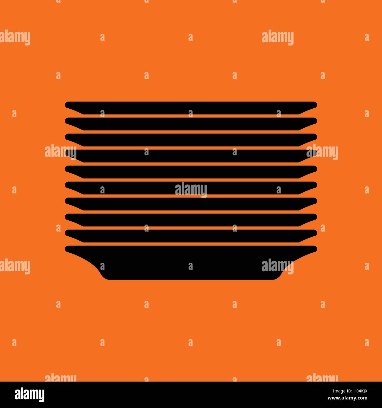 Plate stack icon. Orange background with black. Vector illustration ...
