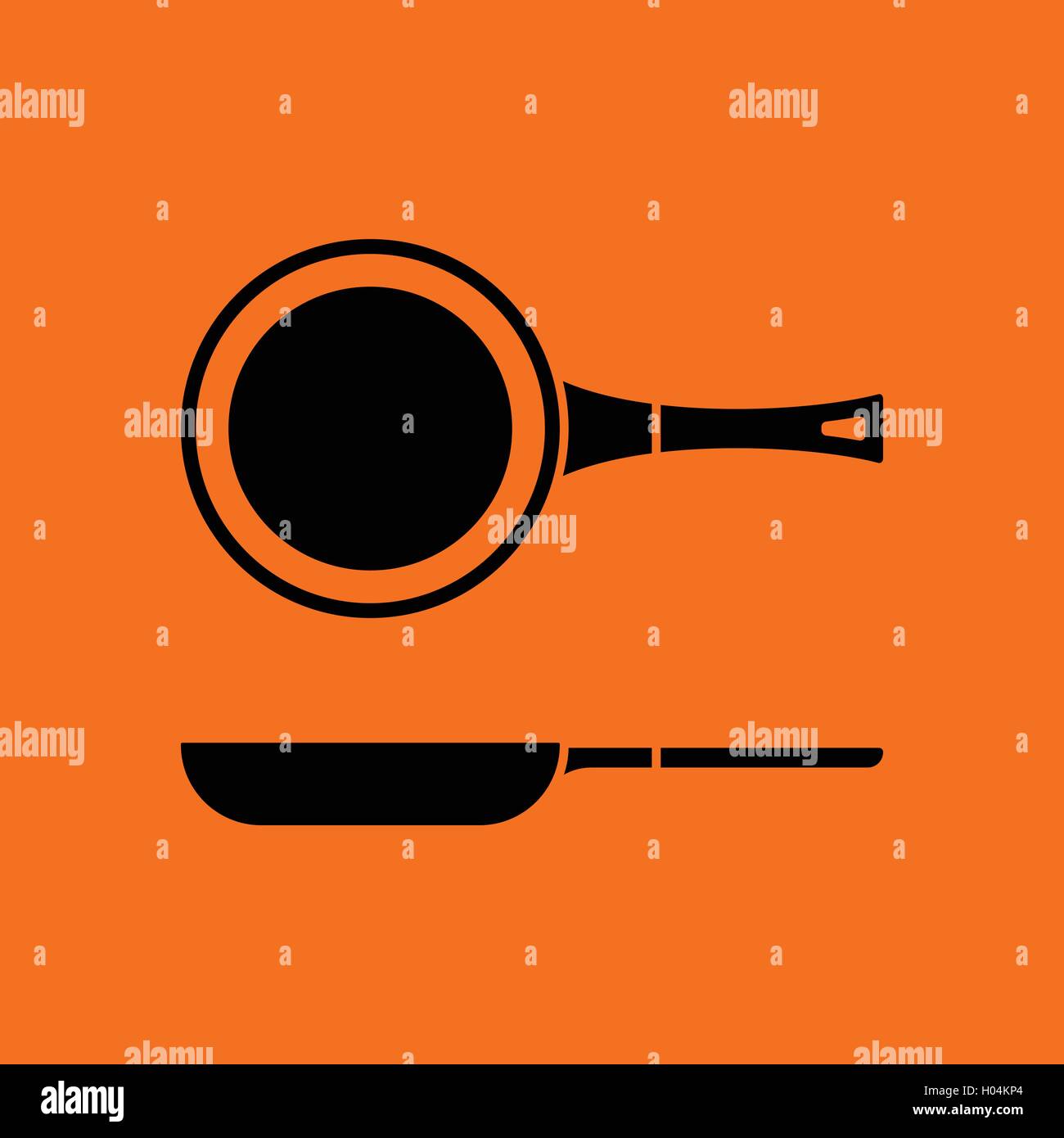 Kitchen pan icon. Orange background with black. Vector illustration ...