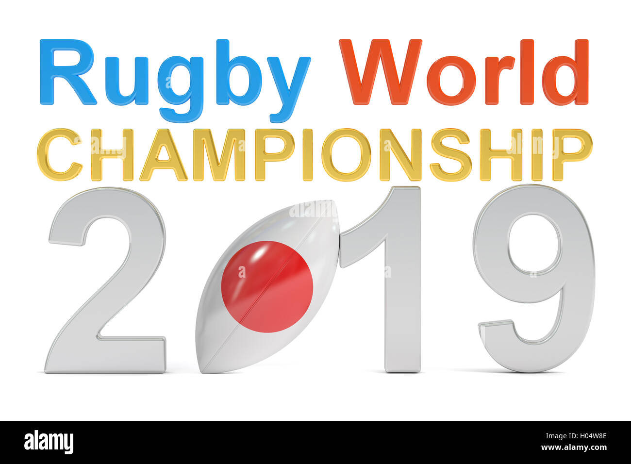 Rugby World Championship 2019 Japan concept, 3D rendering isolated on ...
