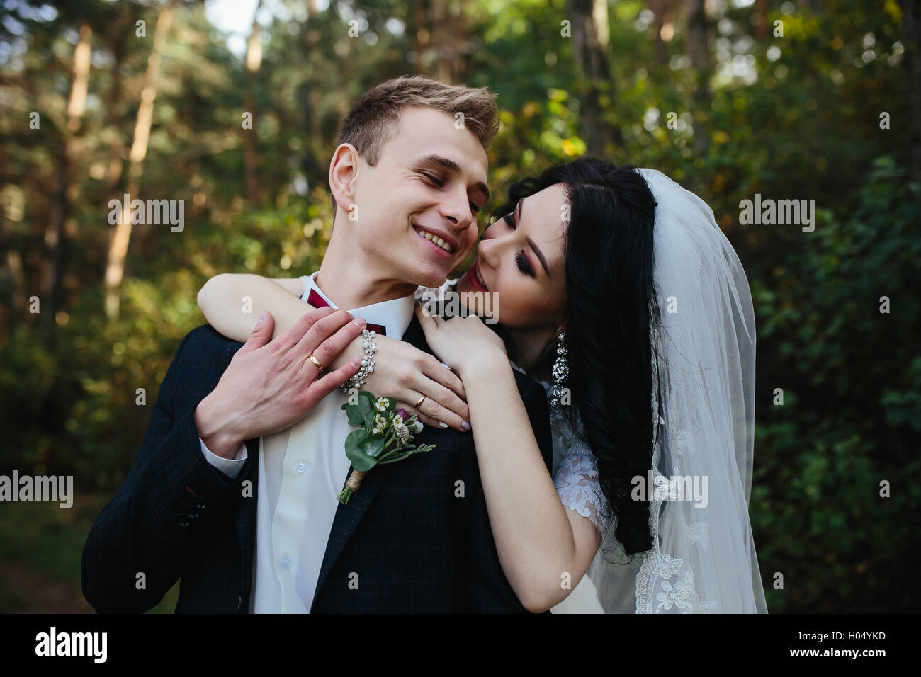 Bridal couple close to each other Stock Photo - Alamy