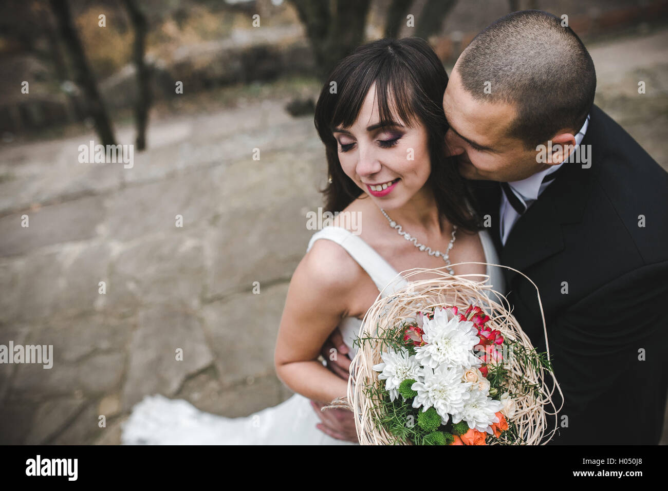 Bridal couple close to each other Stock Photo - Alamy
