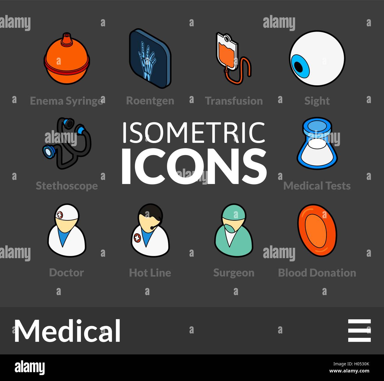 Isometric doctor icons Stock Vector Images - Alamy