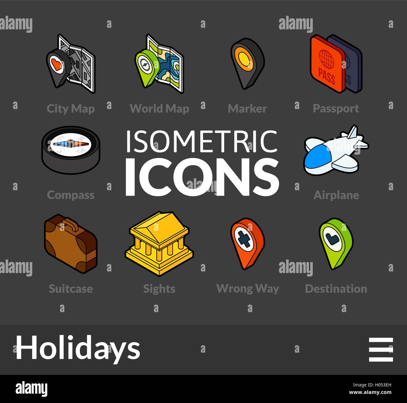 Isometric outline set 51 hi-res stock photography and images - Alamy