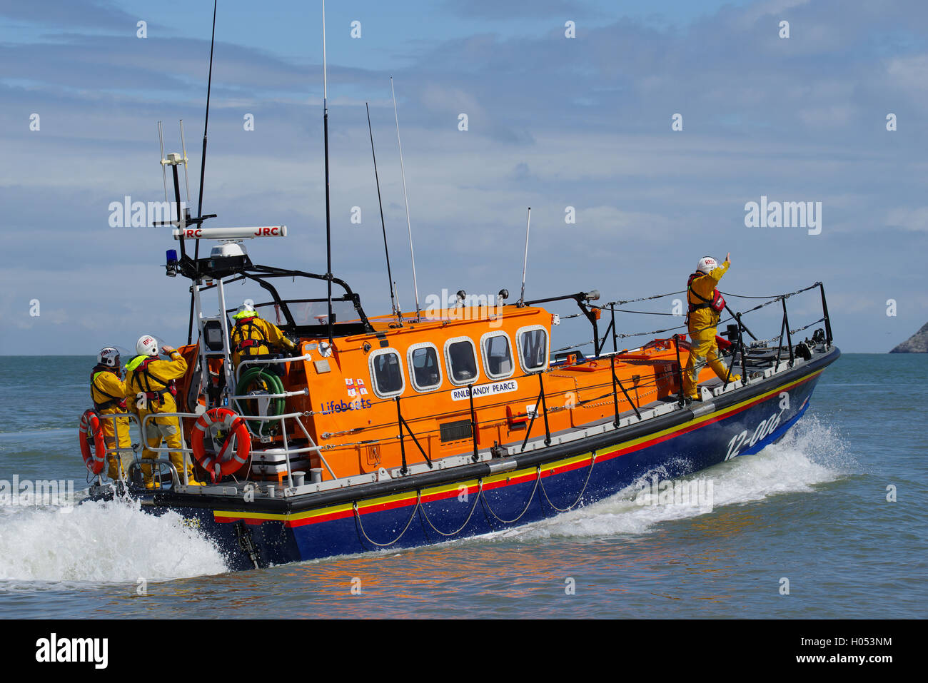 Launch and demonstration of Llandudno Lifeboat, Wales Stock Photo - Alamy