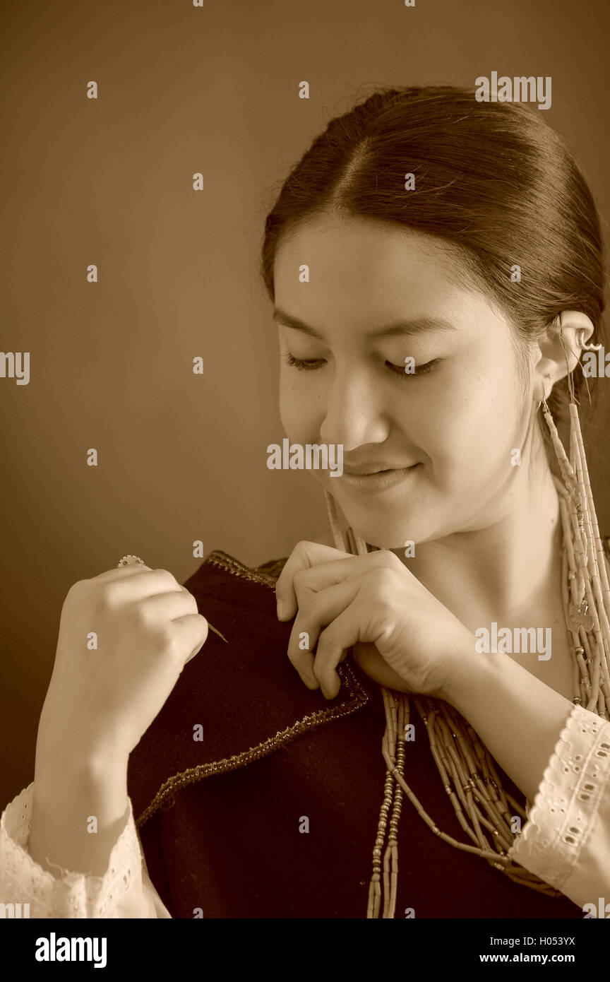 Beautiful Hispanic Model Wearing Andean Traditional Clothing Dark