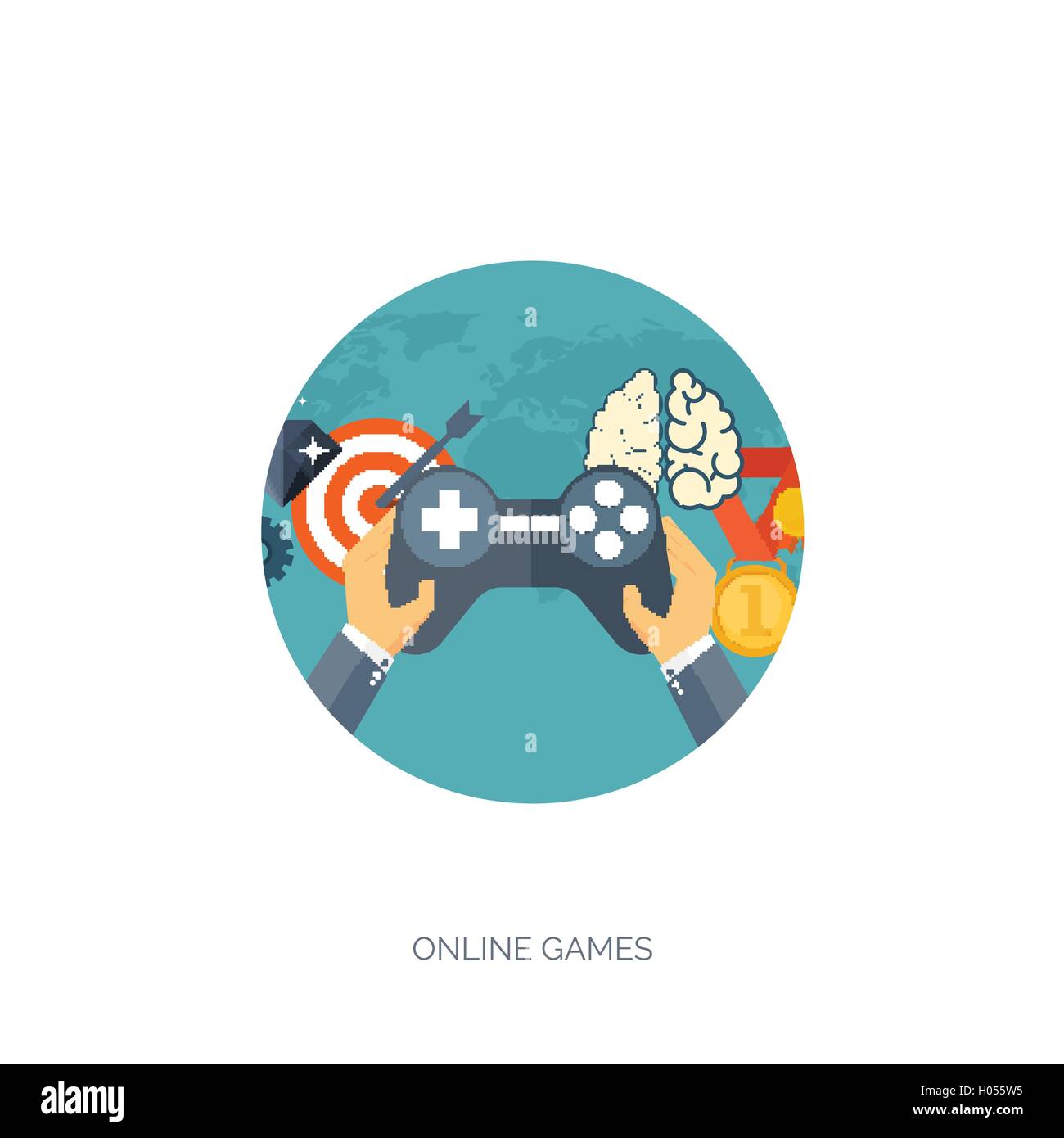 Flat joystick icon. Vector illustration. Gaming. Online game Stock ...
