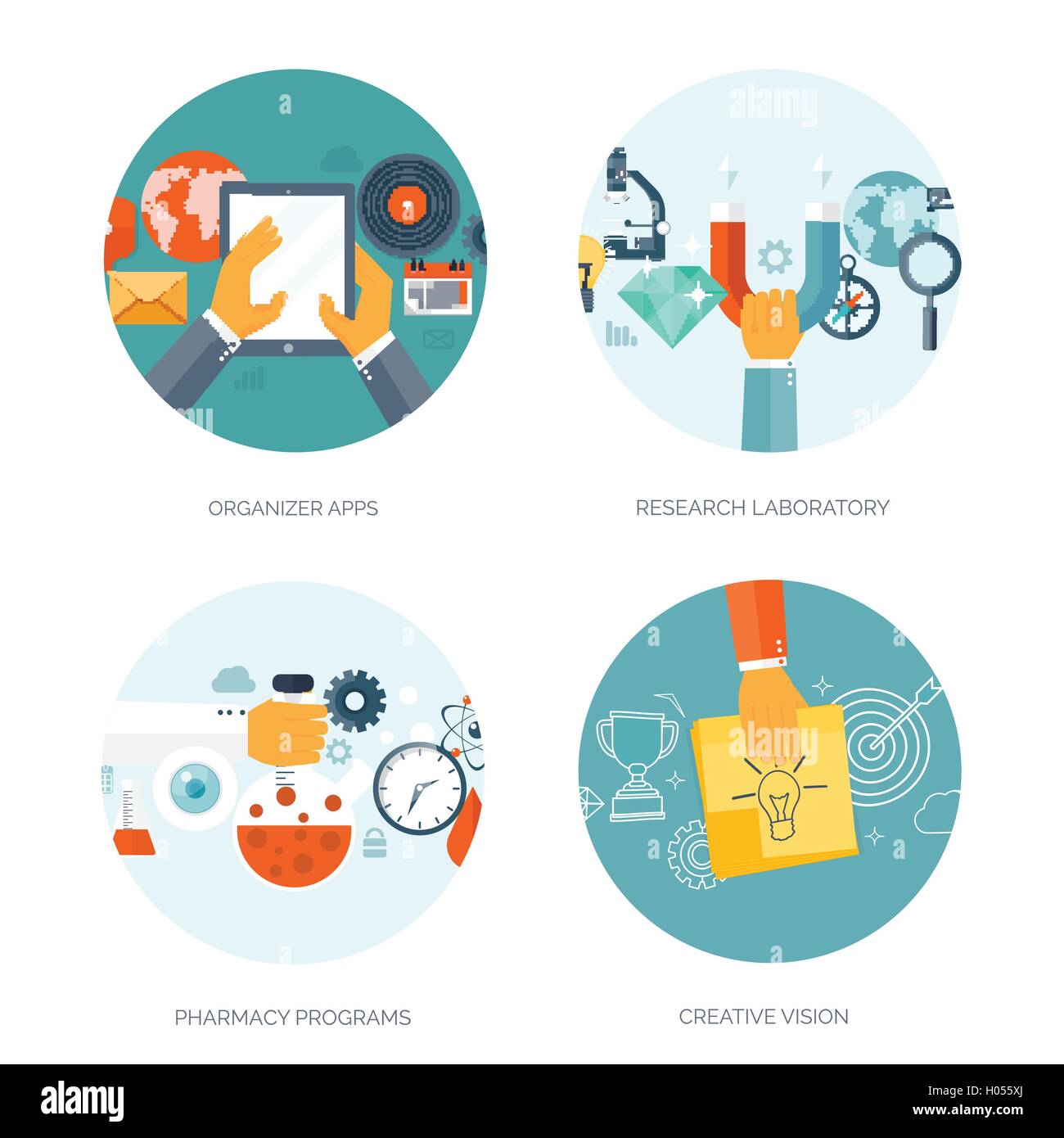 Vector illustration. Flat backgrounds set. Distance education,learning ...