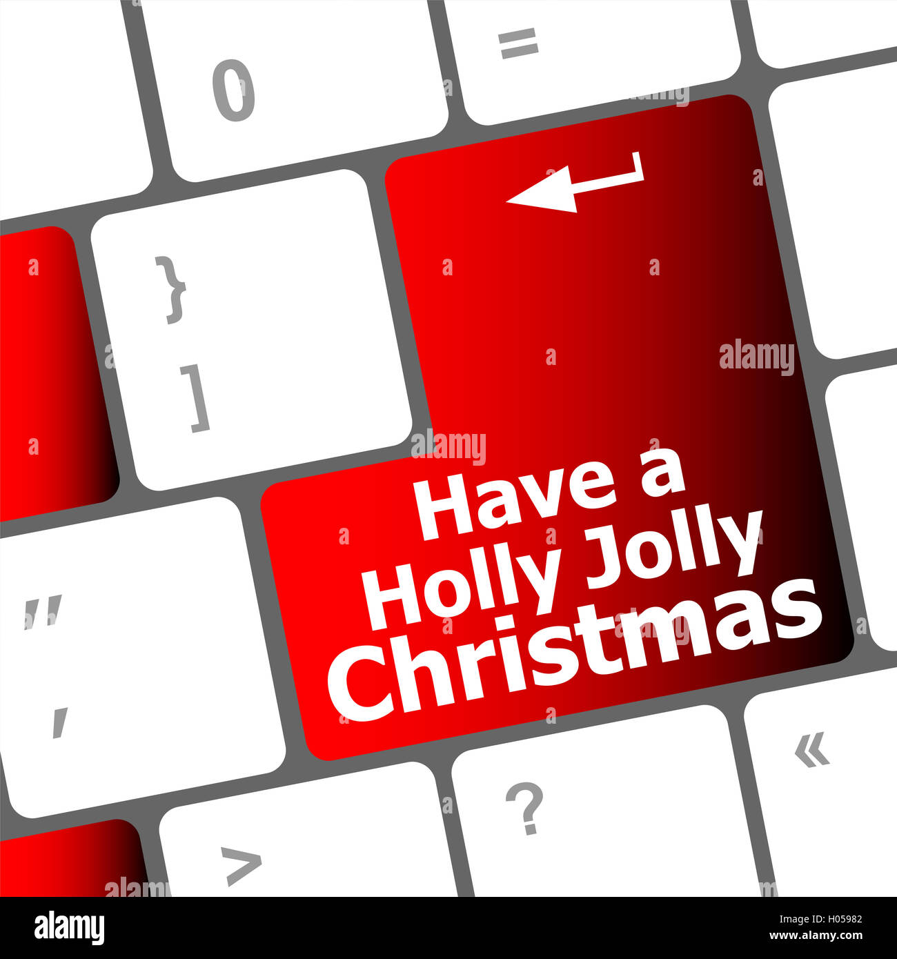 Computer keyboard key with have a holly jolly christmas words Stock ...