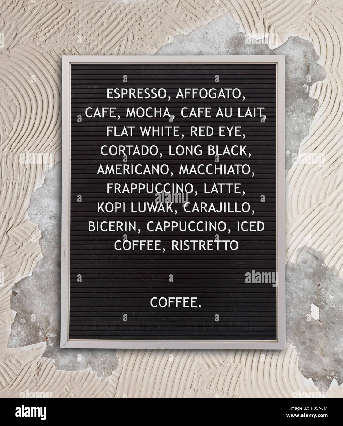 Lifestyle concept in plastic letters on very old menu board Stock Photo ...