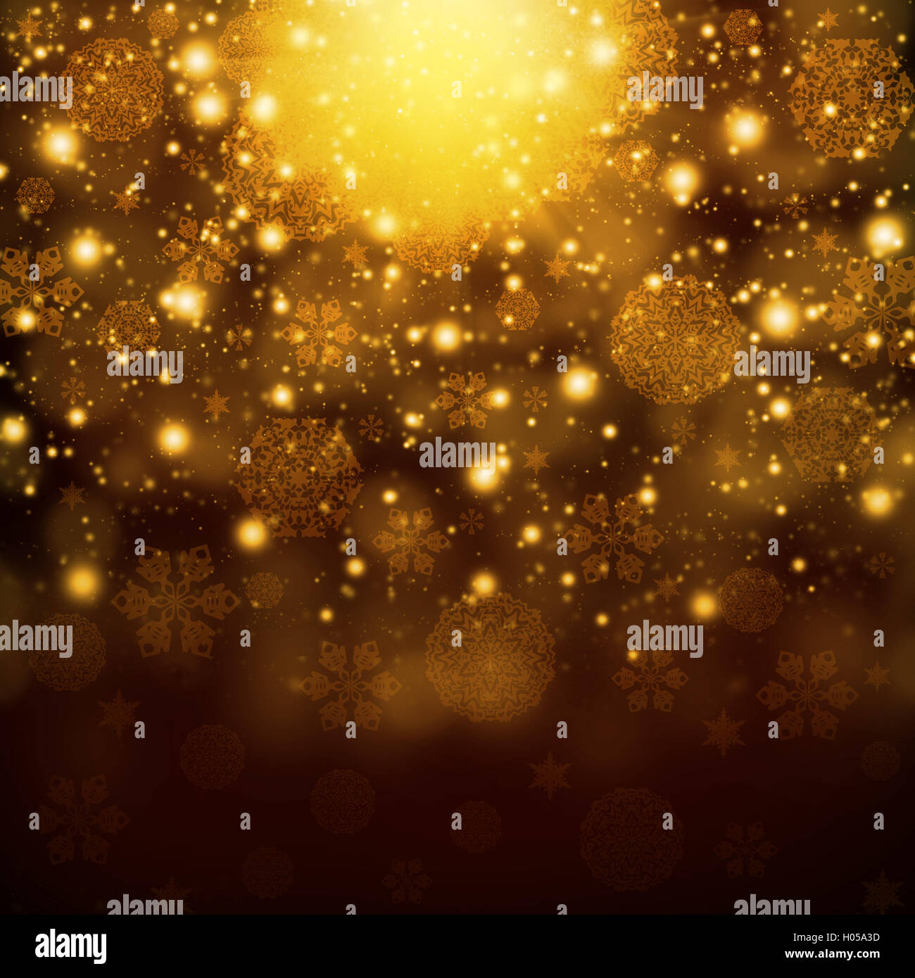 Snowflakes on abstract gold background Stock Photo - Alamy
