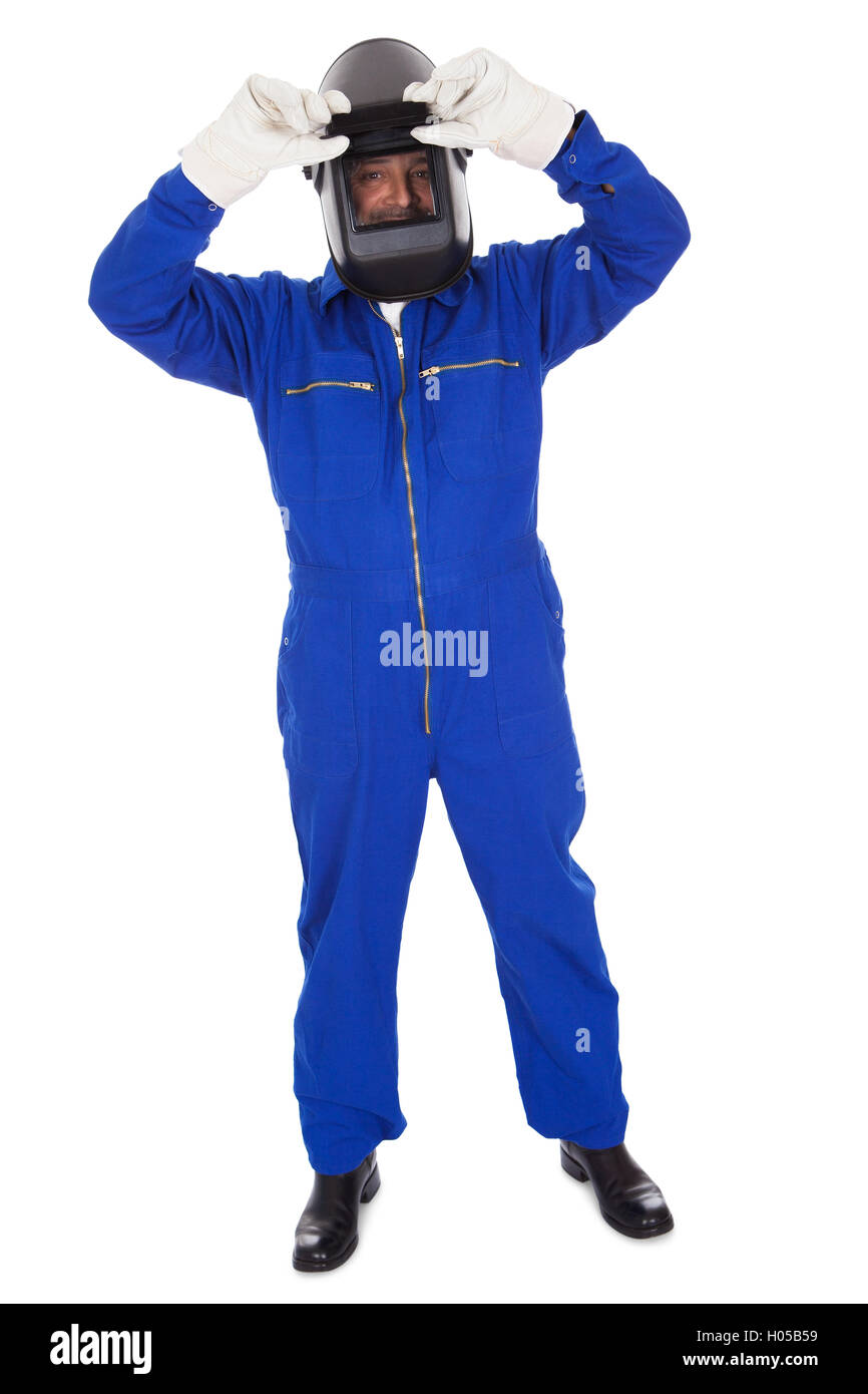 Portrait of confident welder in the mask Stock Photo - Alamy